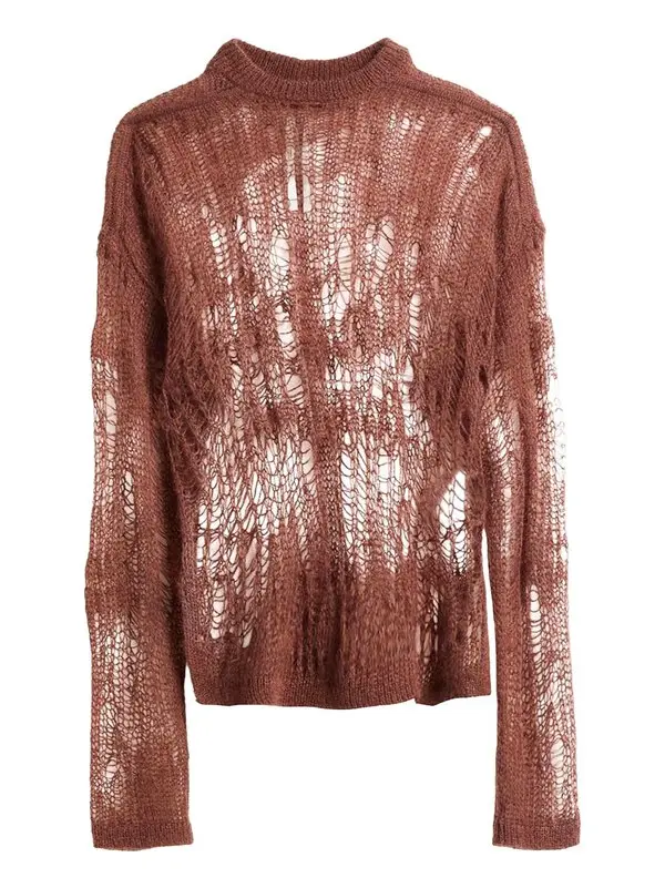 Rick Owens Open-knit Crewneck Sweater - Brown