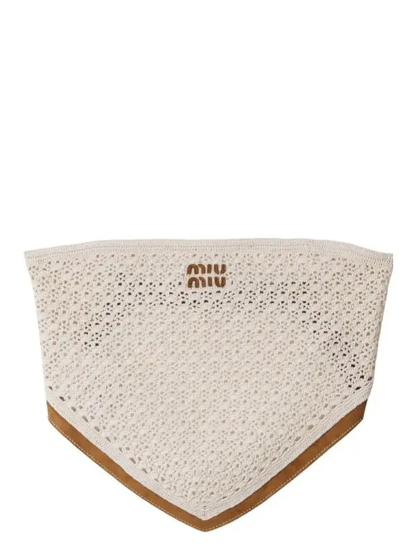 Miu Miu Crochet And Suede Bandana Top - Natural