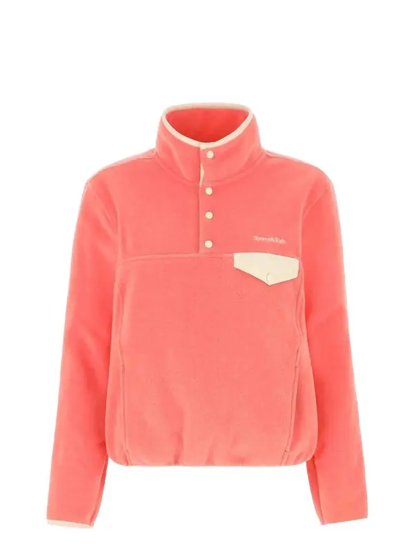 SPORTY  RICH Sporty & Rich Logo Embroidered Fleece Sweatshirt - Pink