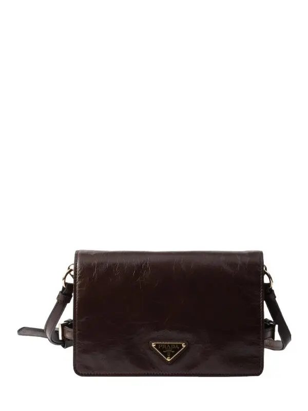 Prada Leather Shoulder Bag - Dark Brown