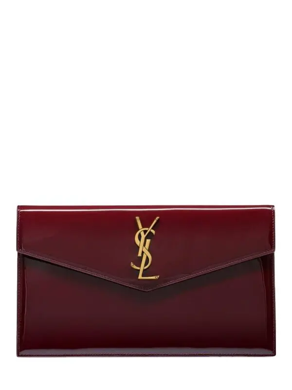 Saint Laurent Uptown Pouch In Patent Leather - Dark Burgundy