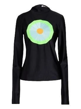 Sportmax Printed Mock Neck Long Sleeve T-shirt - Black