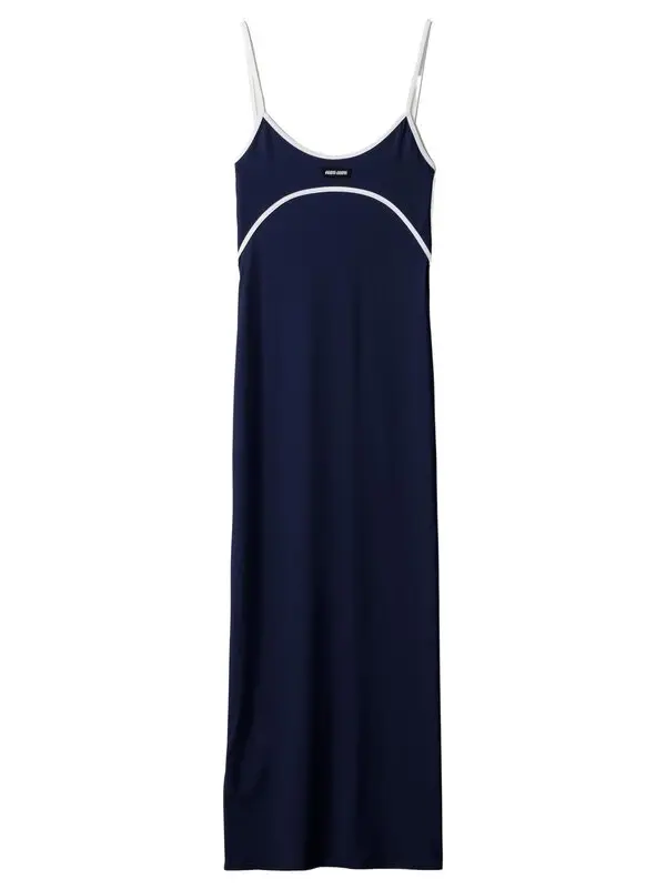 Miu Miu Spaghetti Strap Midi Dress - Blue/white