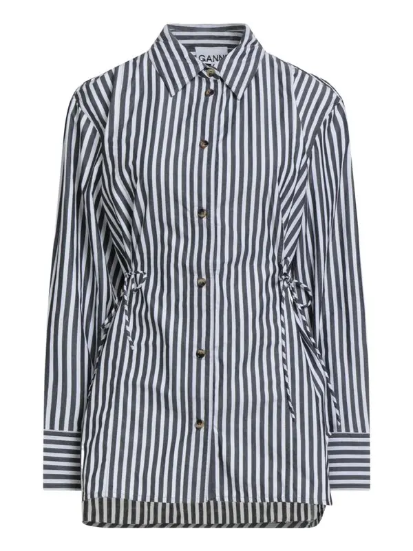 GANNI Long-sleeved Striped Shirt - Gray