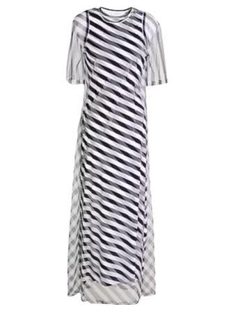 Sportmax Fitted Striped Tulle Dress - Gray