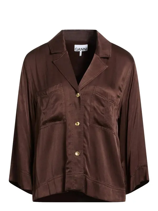 GANNI Satin Shirt - Red