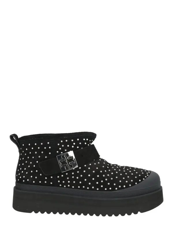 Tory Burch Suede Platform Ankle Boots With Studs And Buckle Detail - Black