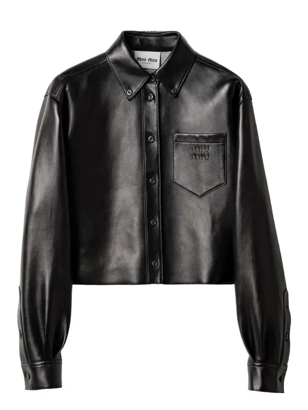 Miu Miu Plongé Nappa Leather Shirt - Black