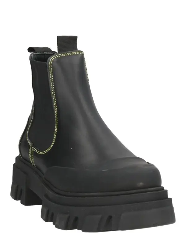 GANNI Leather Block-heel Boots - Black