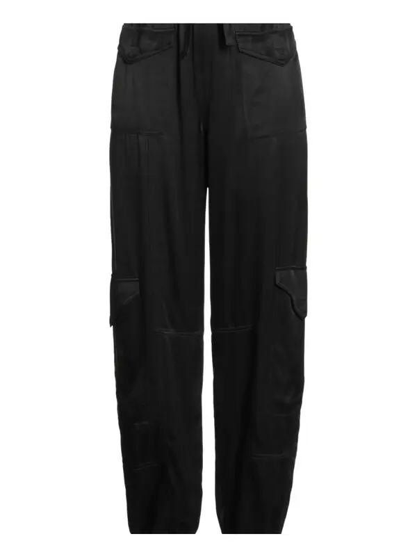 GANNI Cargo Trousers With Drawstring Waist And Hem - Black