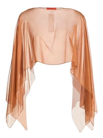 MAXCO. Max&co. Metallic Crepe Cape Effect Blouse - Nude