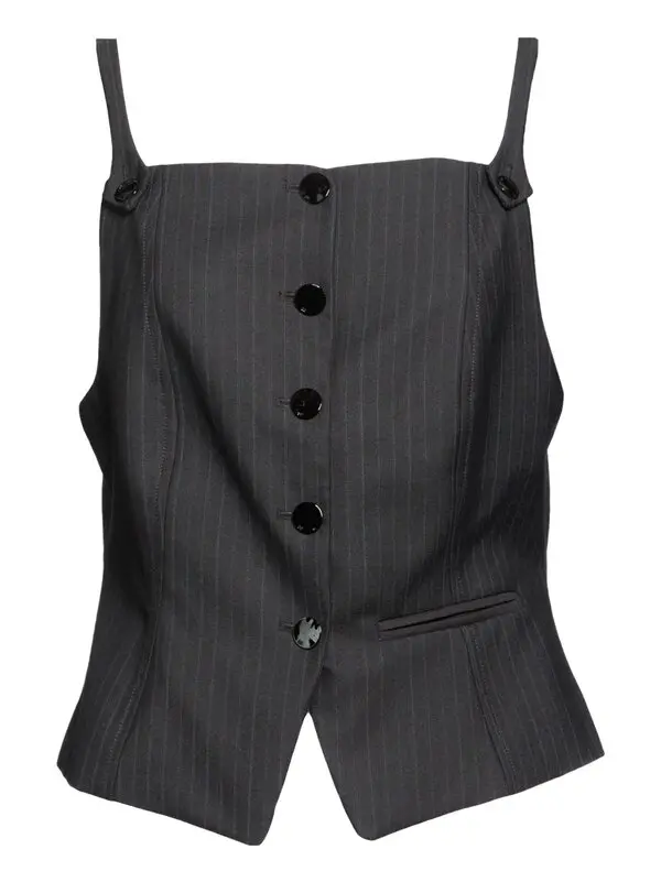 GANNI Sleeveless Striped Top - Black