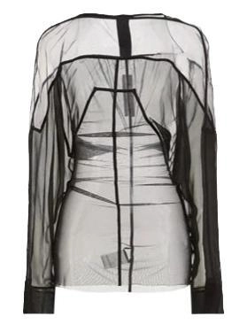 Rick Owens Long Sleeve Sheer Top - Gray