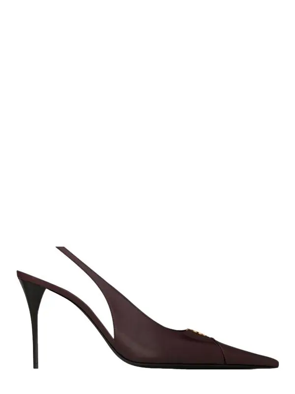 Saint Laurent Babylone Bretuel Slingback Pumps In Smooth Leather - Bordeaux