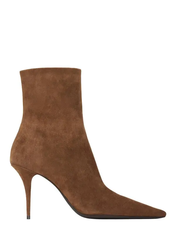 Saint Laurent Ashley Ankle Pointed Toe Boots - Brown