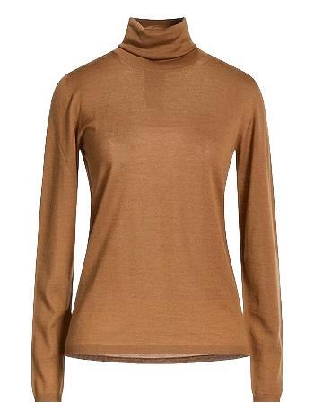 Max Mara Solid Lightweight Wool Turtleneck Sweater - Brown