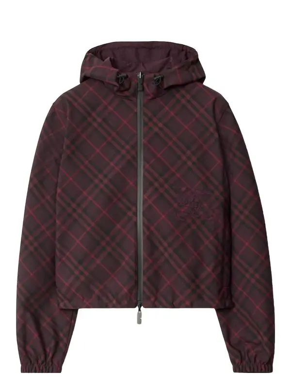Burberry Cropped Reversible Check Hooded Jacket - Black