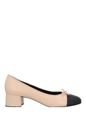 Tory Burch Two-tone Leather Block Heel Pumps - Nude