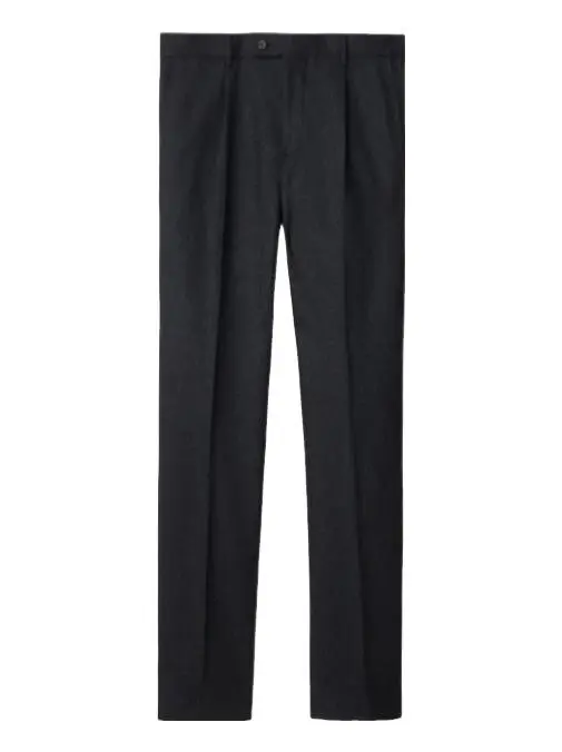 Burberry Tailored Wool Flannel Trousers - Brisk Grey