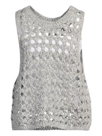 Brunello Cucinelli Crochet Knit Sleeveless Sweater - Gray
