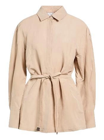 Max Mara Long Sleeve Taffeta Shirt With Belt - Nude