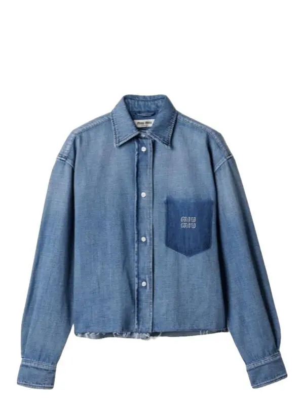 Miu Miu Long Sleeve Denim Shirt - No
