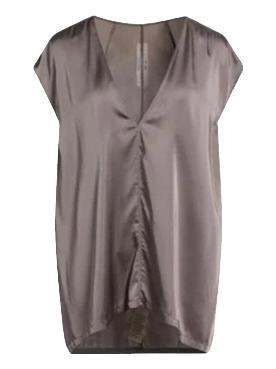 Rick Owens Solid Color Satin Short Sleeve Top - Gray