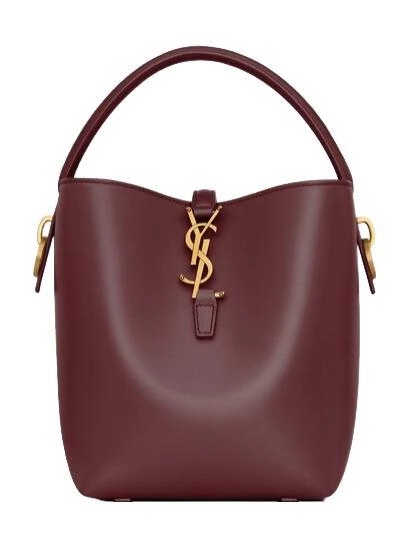Saint Laurent Le 37 Small Bucket Bag In Shiny Leather - Red