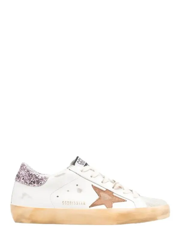 GOLDEN GOOSE Super-star Sneakers With Glitter Heel Tab - White