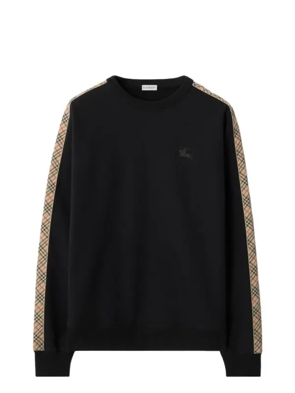 Burberry Check Trim Cotton Sweatshirt - Black