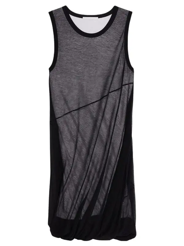 Helmut Lang Sleeveless Round Neck Dress With Fluffy Hem - Black