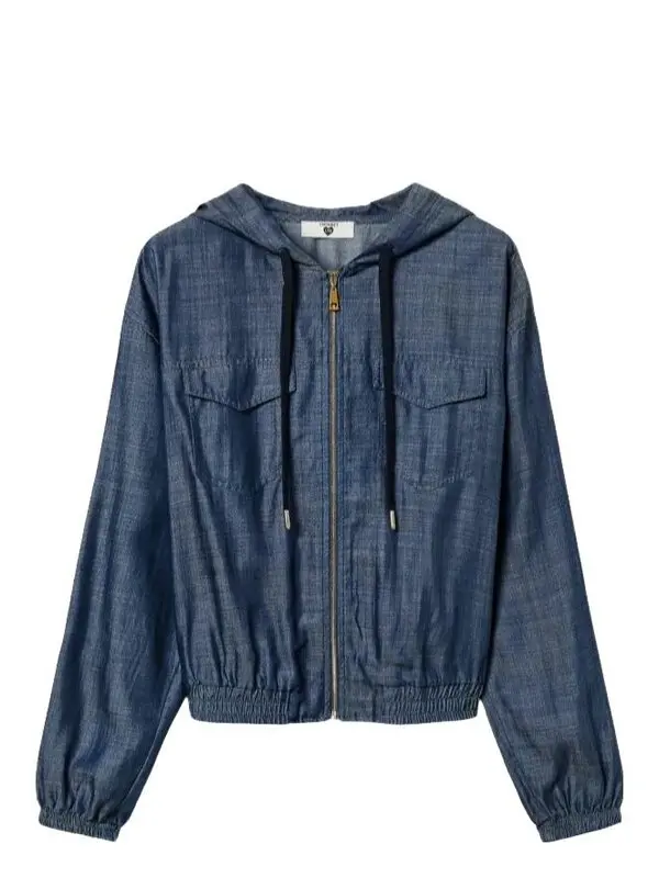 TWINSET Hooded Denim Jacket With Zip-up Closure - Blue