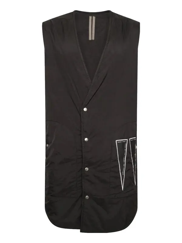 Rick Owens Logo-print Sleeveless Coat - Black