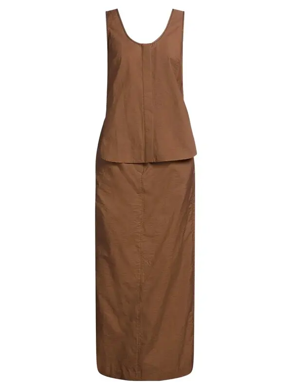 Brunello Cucinelli Sleeveless Scoop Neck Maxi Dress - Brown