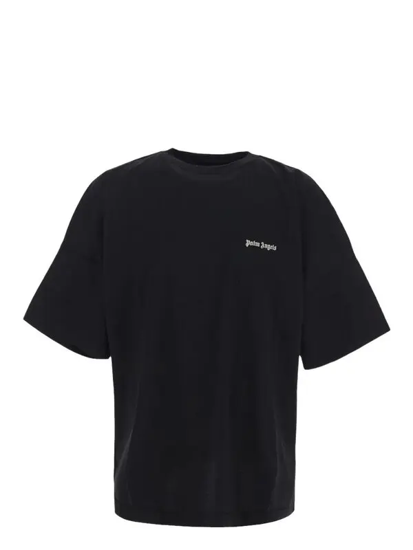 Palm Angels Logo Embroidered Crewneck T-shirt - Black