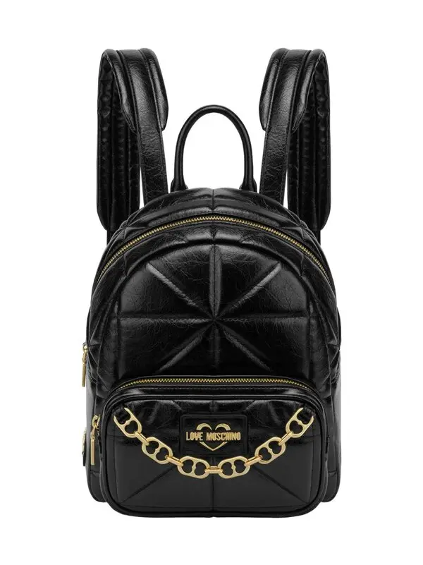 Moschino Love Quilted Chain-linked Backpack - Black