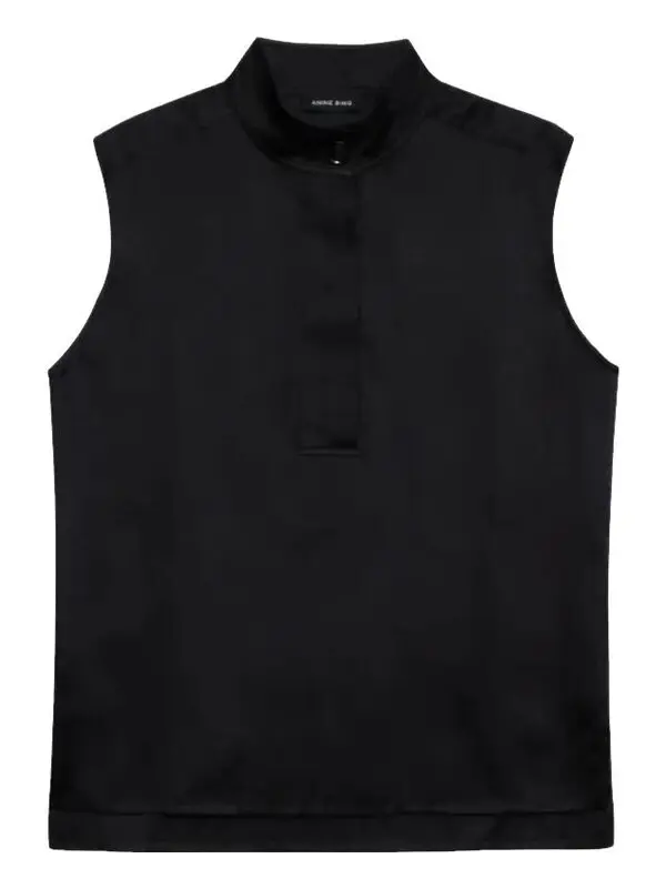 ANINE BING Geneva Blouse Sleeveless High Collar - Black