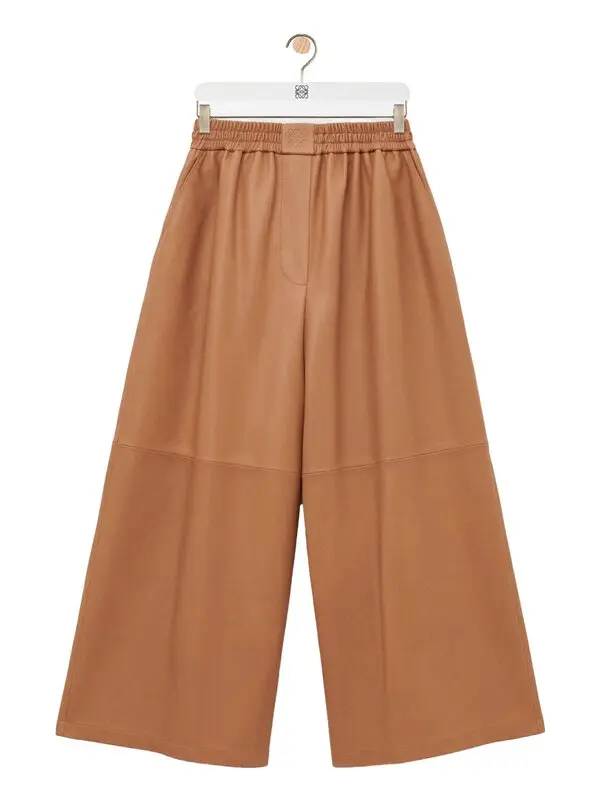 Loewe Cropped Nappa Lambskin Trousers - Toffee