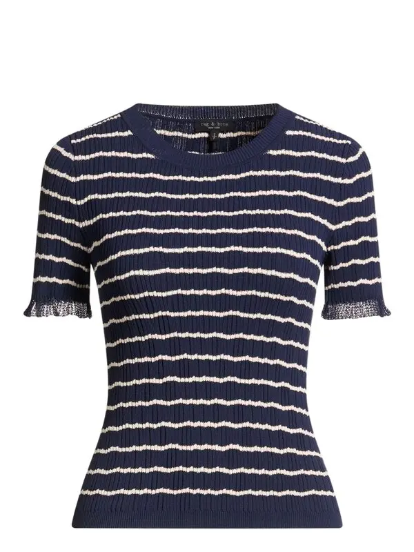 Rag & Bone Striped Fine Knit Pullover - Black