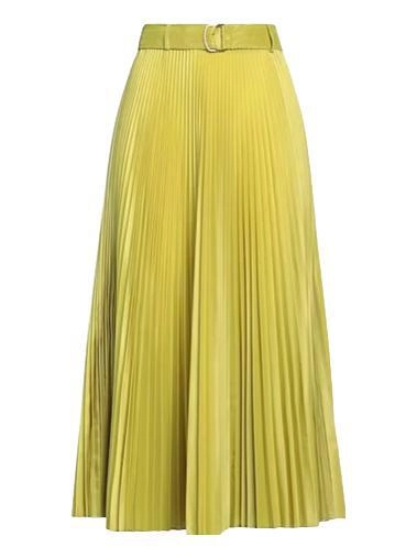 Max Mara Pleated Taffeta Skirt With Belt - Yellow