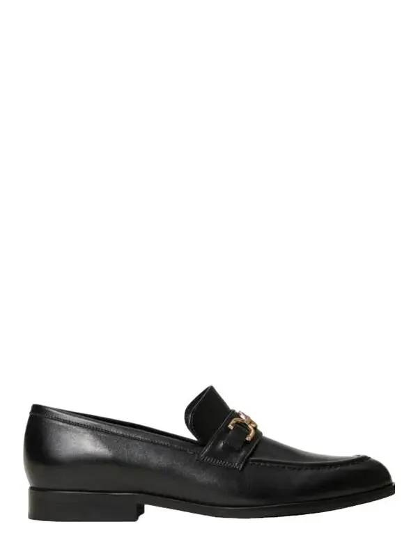 TWINSET Oval T Leather Loafers - Black