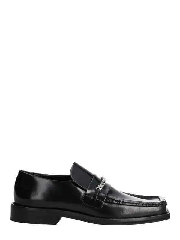 Martine Rose Leather Loafers With Chain Detail - Black