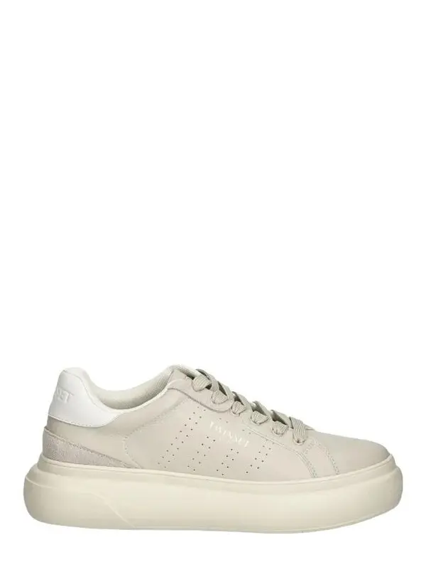 TWINSET Leather Lace-up Sneakers With Perforated Detailing - White
