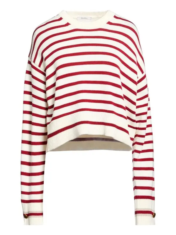 Max Mara Wool Striped Crew Neck Sweater - White
