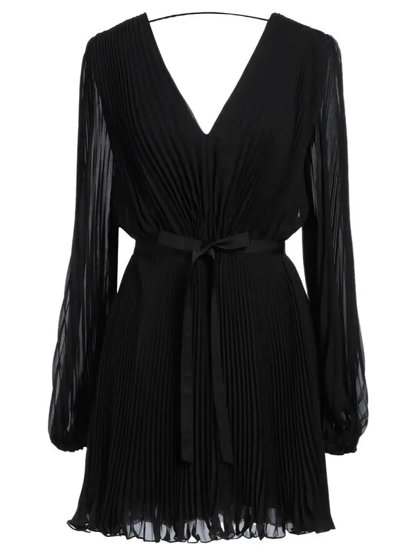 Max Mara Pleated Long Sleeve Maxi Dress - Black