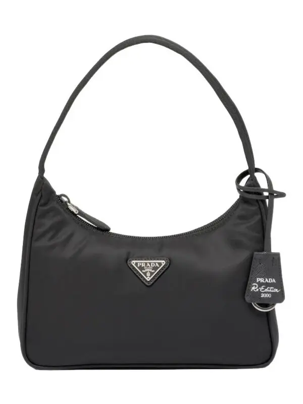 Prada Logo Details Shoulder Bag - Black