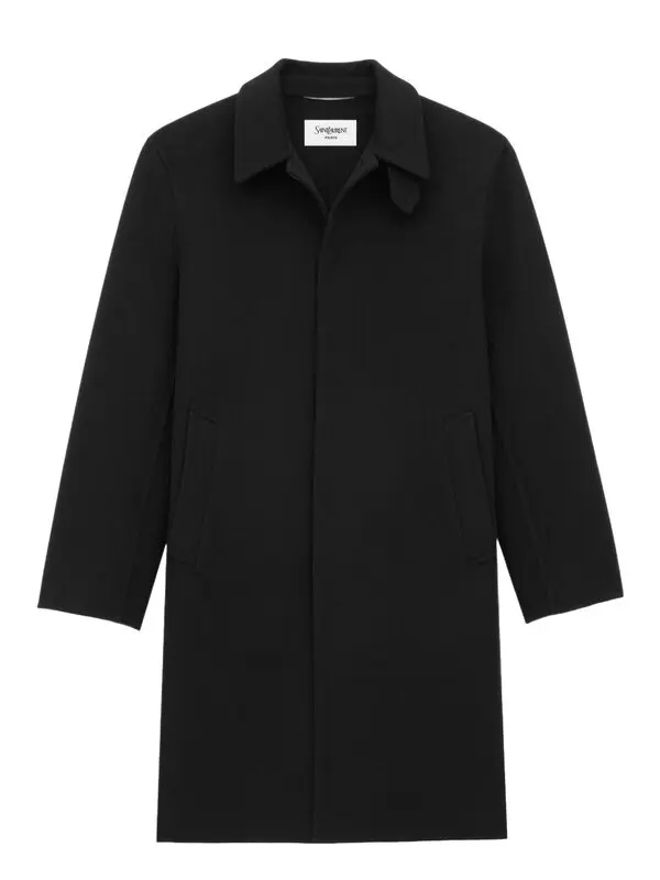 Saint Laurent Button Detailed Knee-length Coat - Deep Black