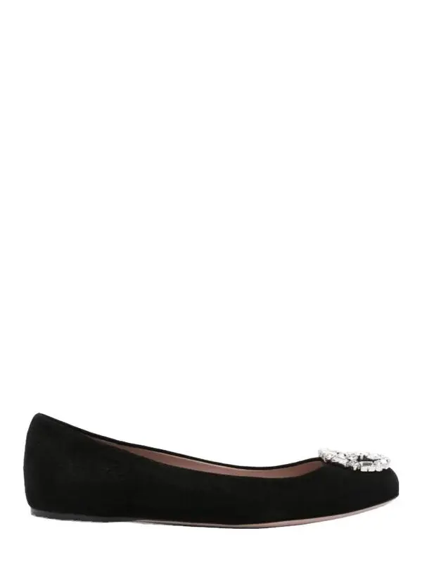Gucci Interlocking G Ballet Flats With Crystal Embellishment - Black