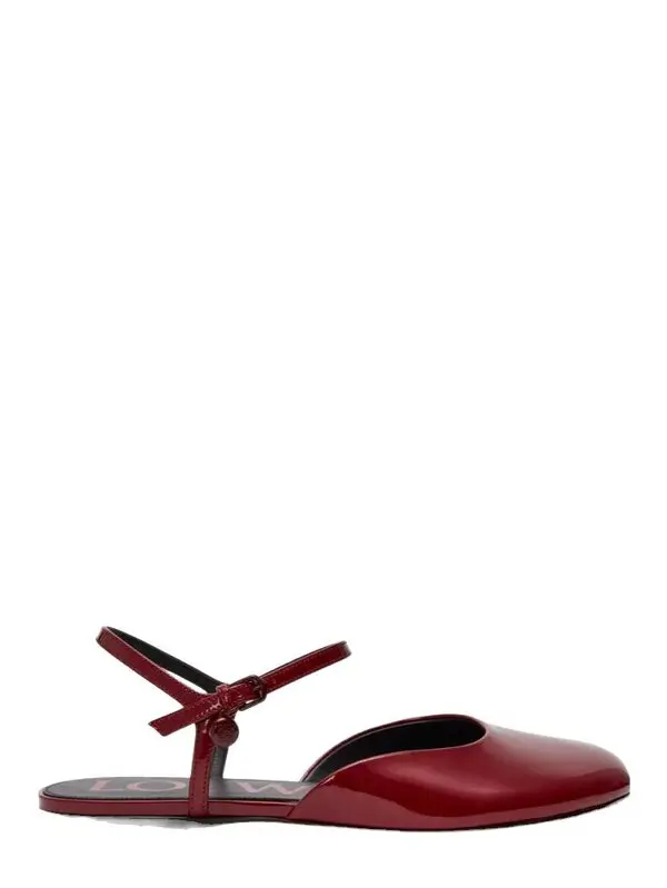 Loewe Square-toe Ballet Flat Sandals - Deep Red
