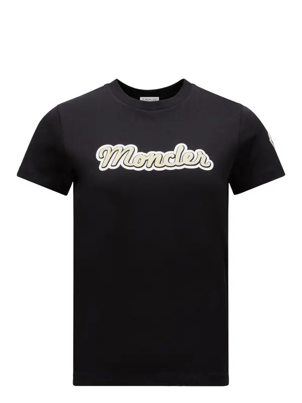 Moncler Logo Embroidered T-shirt - Black